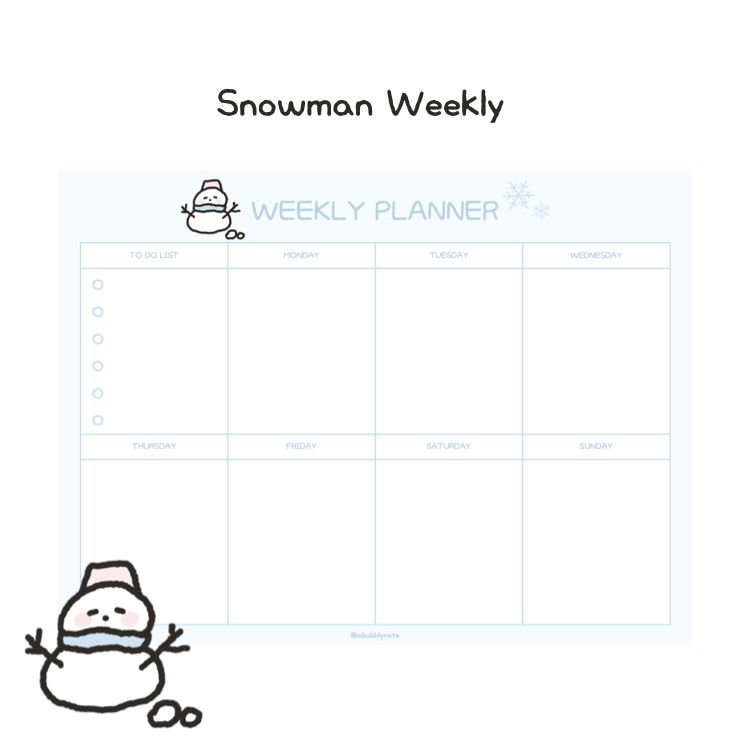 snowman weekly planner | Webudding