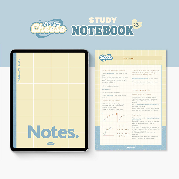 study notebook | sea salt cheese | portait notepad | cute | Webudding