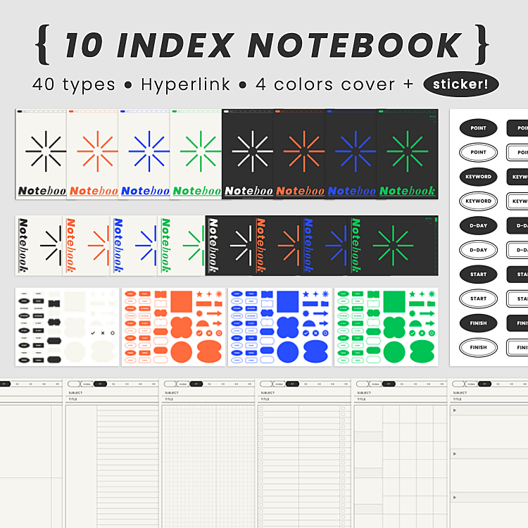 Notebook (40 types / hyperlink / cream&dark color / sticker) | Webudding