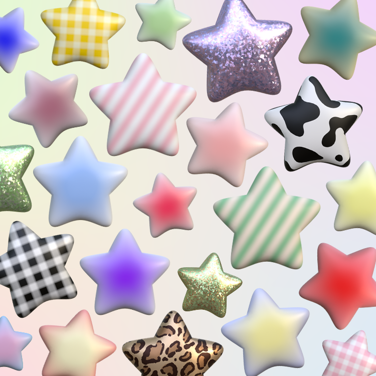 3D Star Stickers Set | Webudding