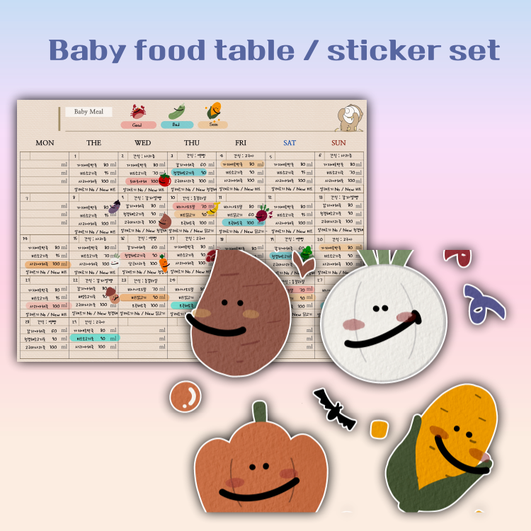 baby food table sticker set | Webudding