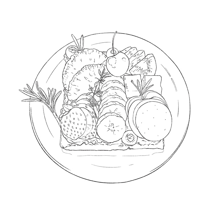 Healing Coloring – Fruit French Toast | Webudding