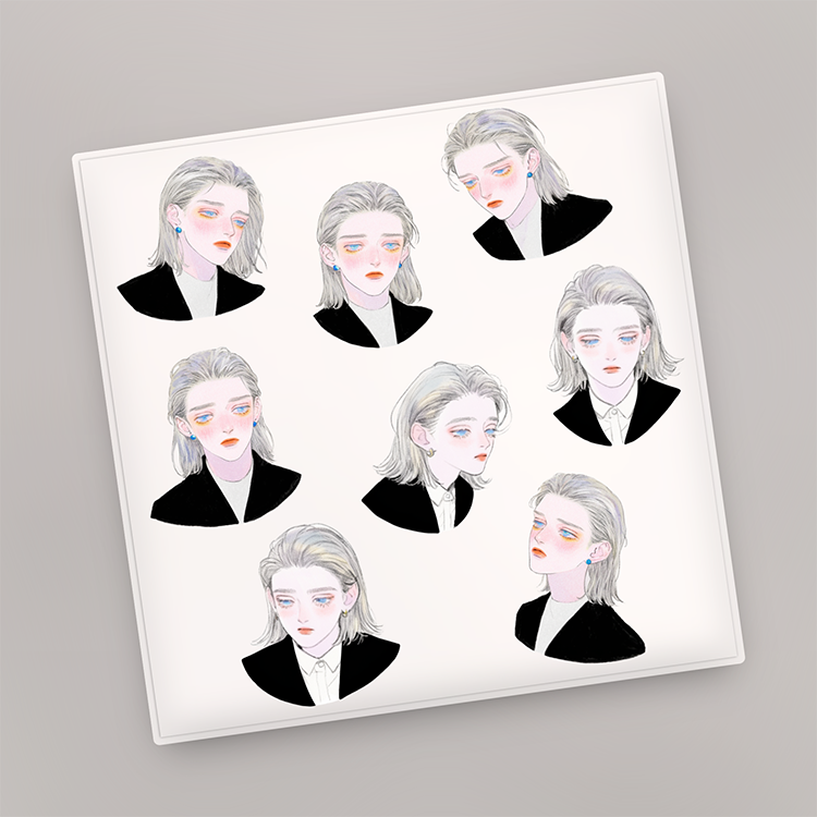 “Emotions” portrait illustration sticker | Webudding