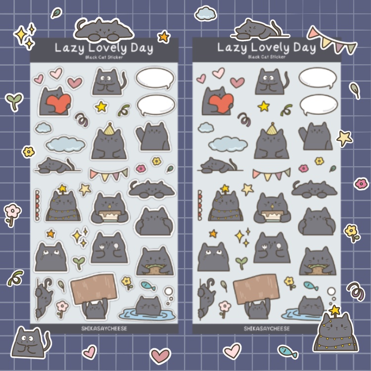 Lazy Lovely Day | Black Cat Sticker | Webudding
