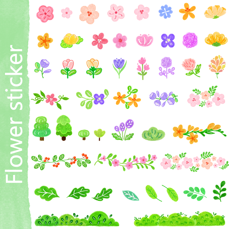 colored pencil flower sticker | Webudding