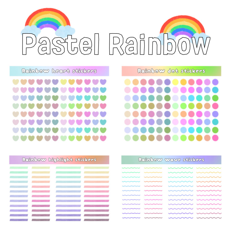 A must-have for journaling! Rainbow Stickers 🌈 (4 sets) | Webudding