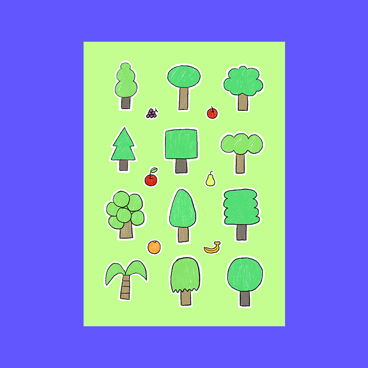 Colored pencil tree sticker | Webudding