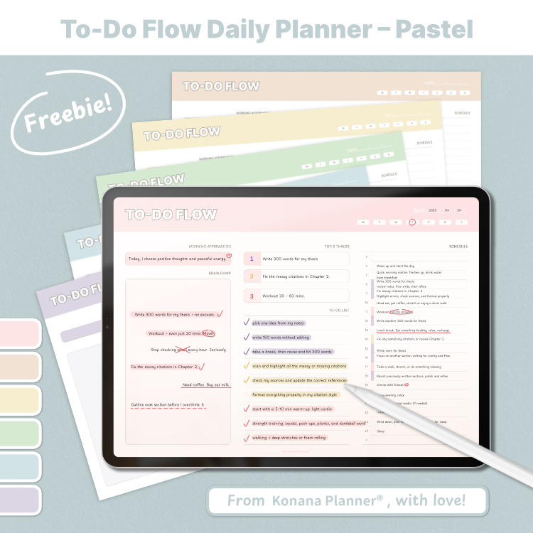 To-Do Flow Daily Planner - Pastel | Webudding