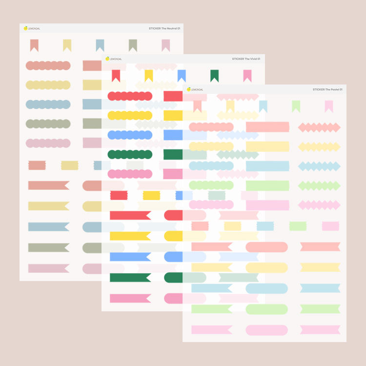 Vivid Pastel Neutral 01 sticker - 3SET | Webudding