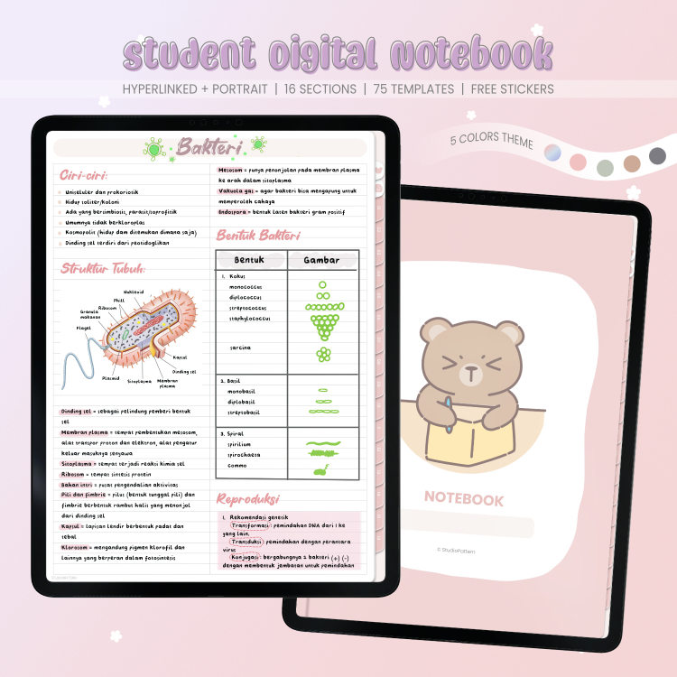Student Digital Notebook | 16 Tab Custom Sections | Portrait View ...