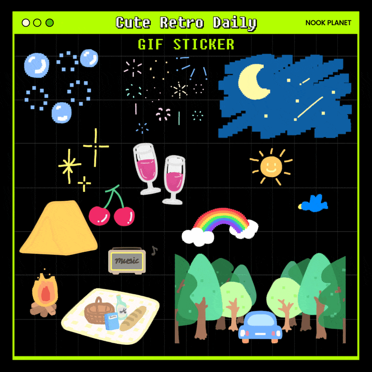 26 Cute Retro Daily Animated GIF Stickers | Webudding
