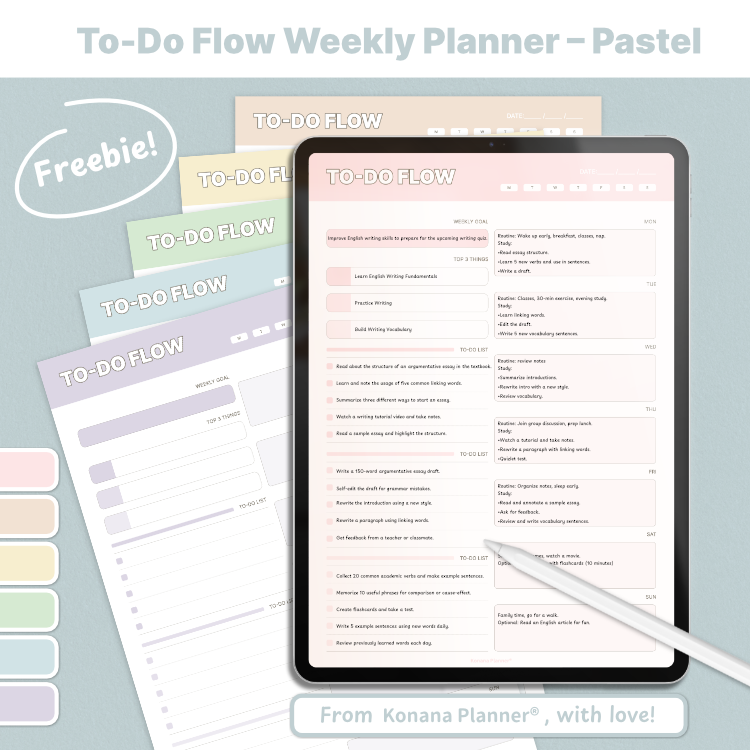 To-Do Flow Weekly Planner - Pastel | Webudding