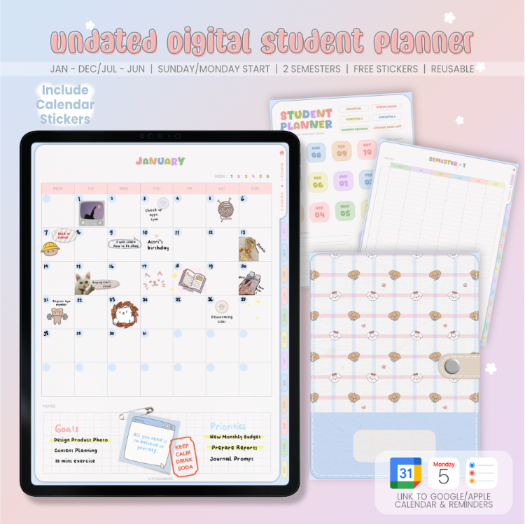 Undated Digital Student Planner | Webudding