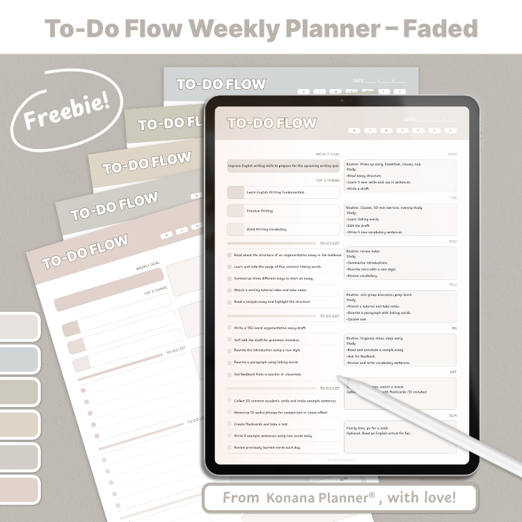 To-Do Flow Weekly Planner - Faded | Webudding