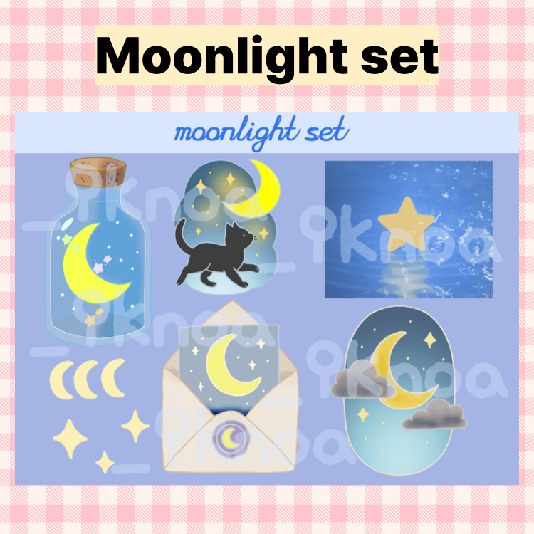 Goodnote/Samsungnote Moonlight set stiker | Webudding