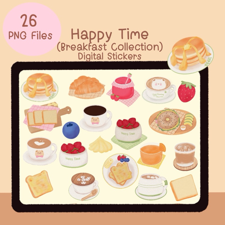 Happy Time - Breakfast Collection Digital Stickers | Webudding