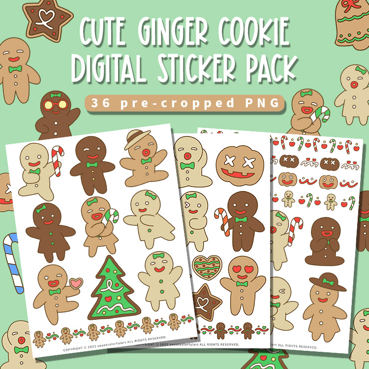 Cute ginger cookie digital sticker | Webudding