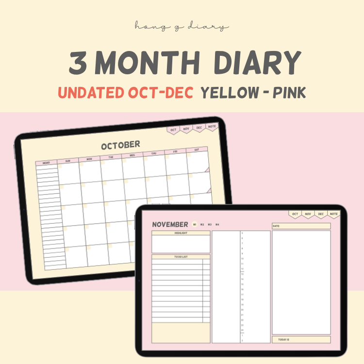 Undated 3 Month Diary (4th Quarter) [YELLOW&PINK] | Webudding