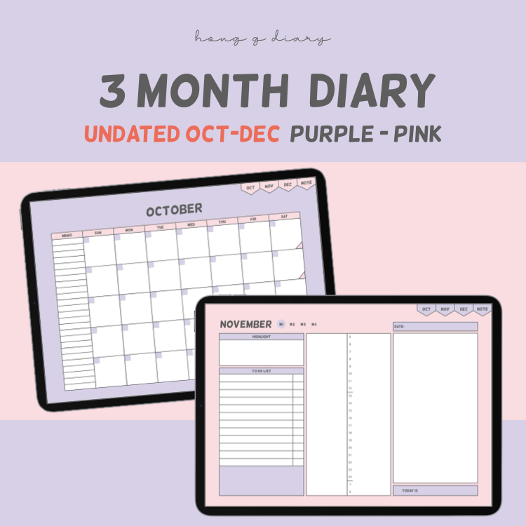 Undated 3 Month Diary (4th Quarter) [PURPLE&PINK] | Webudding