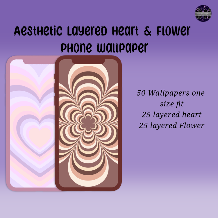 Aesthetic Layered Heart & Flower Phone Wallpaper | Webudding