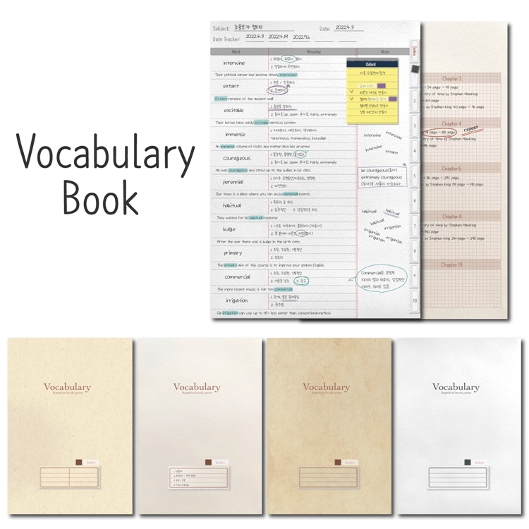 Hyperlinked vocabulary note 4 paper textures | Webudding