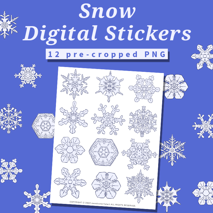 [Sweetcolorfulart] Snow digital stickers | Webudding