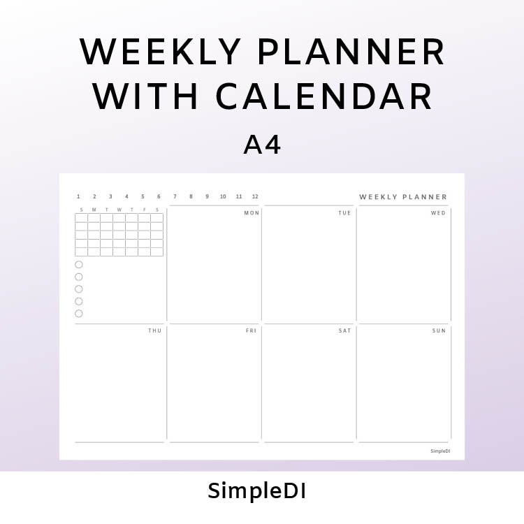 [SimpleDI] Weekly Planner with Calendar | Webudding