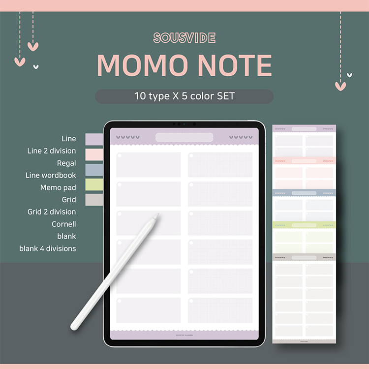MoMo Note (5 colors SET_portrait) | Webudding