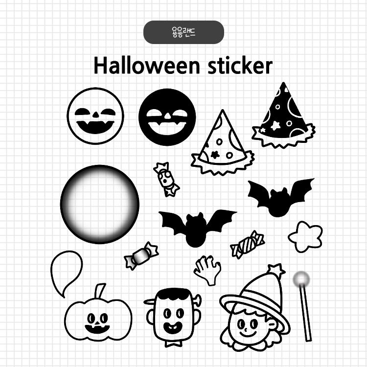Halloween black and white stickers | Webudding