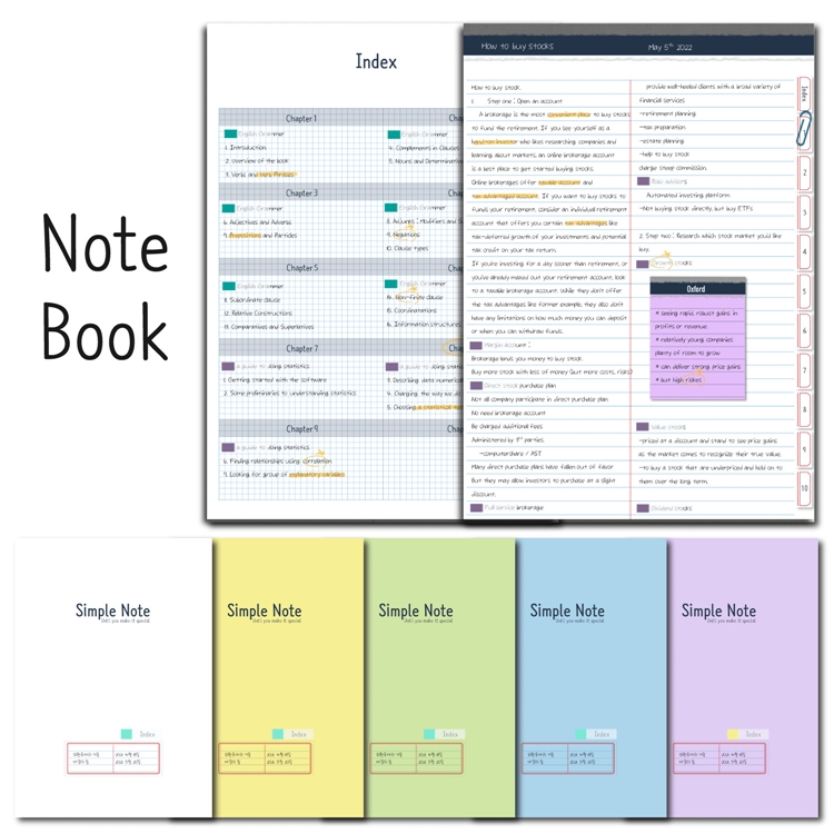 9 template notes 5 colors | Webudding