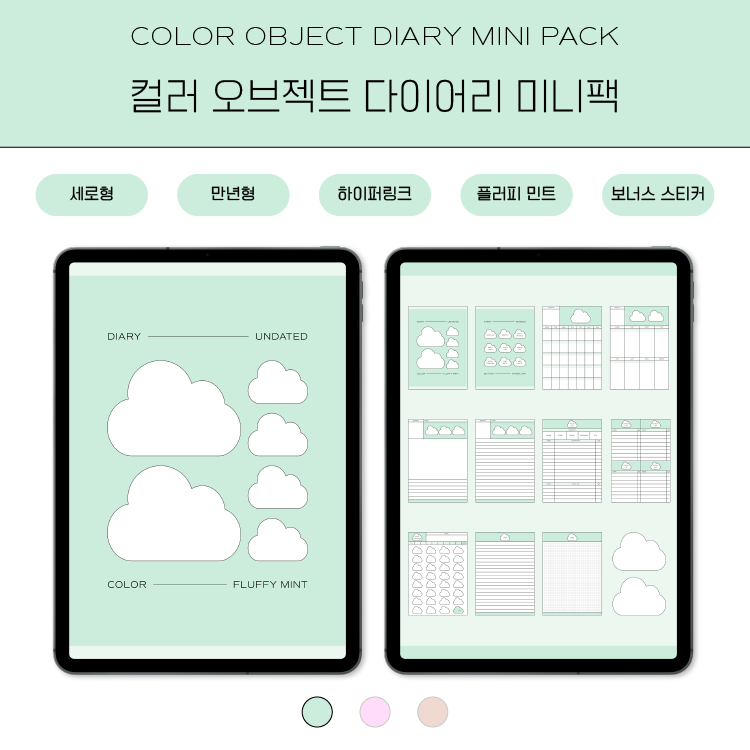 COLOR OBJECT DIARY MINI PACK_FLUFFY MINT | Webudding