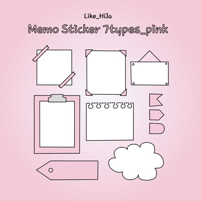Memo Sticker 7Types_Pink | Webudding