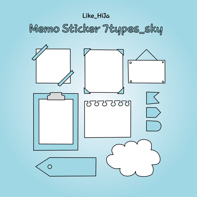 Memo Sticker 7Types_Sky | Webudding