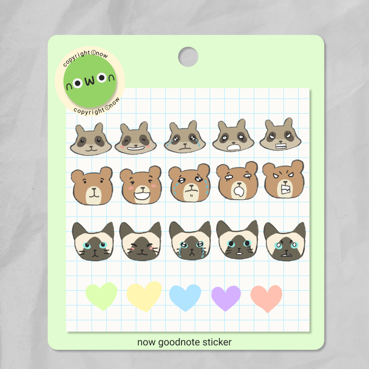 now's friends animal face mini sticker 01 | Webudding
