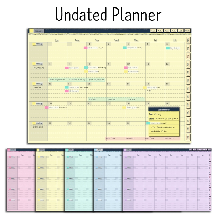 Undated hyperlinked planner sticker included | Webudding