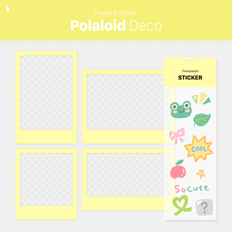 [Polaloid deco] Frame & Sticker - Yellow | Webudding