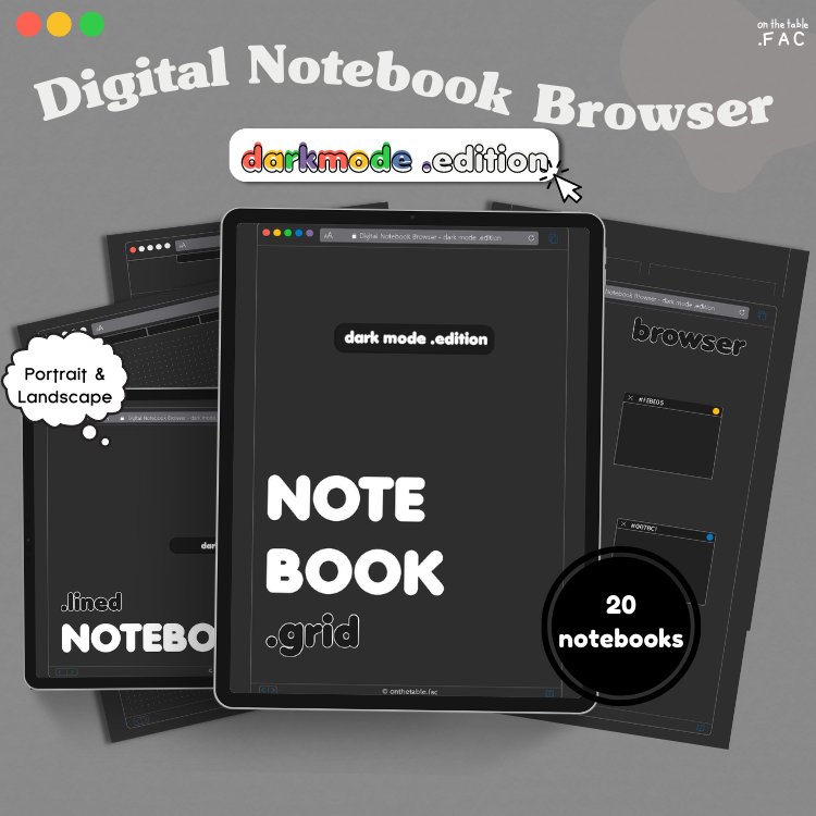 Minimal Digital Notebook Browser - Dark mode .edition - 5 Subject | Study Hyperlinked Notebook ...